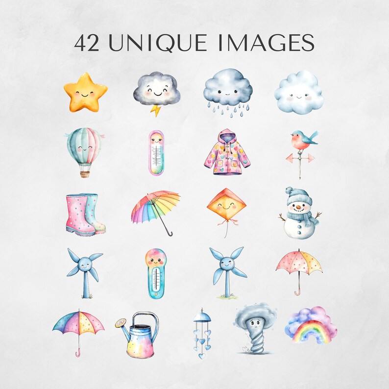 Watercolor Weather Clipart for Commercial Use, Rainbow Clouds ...