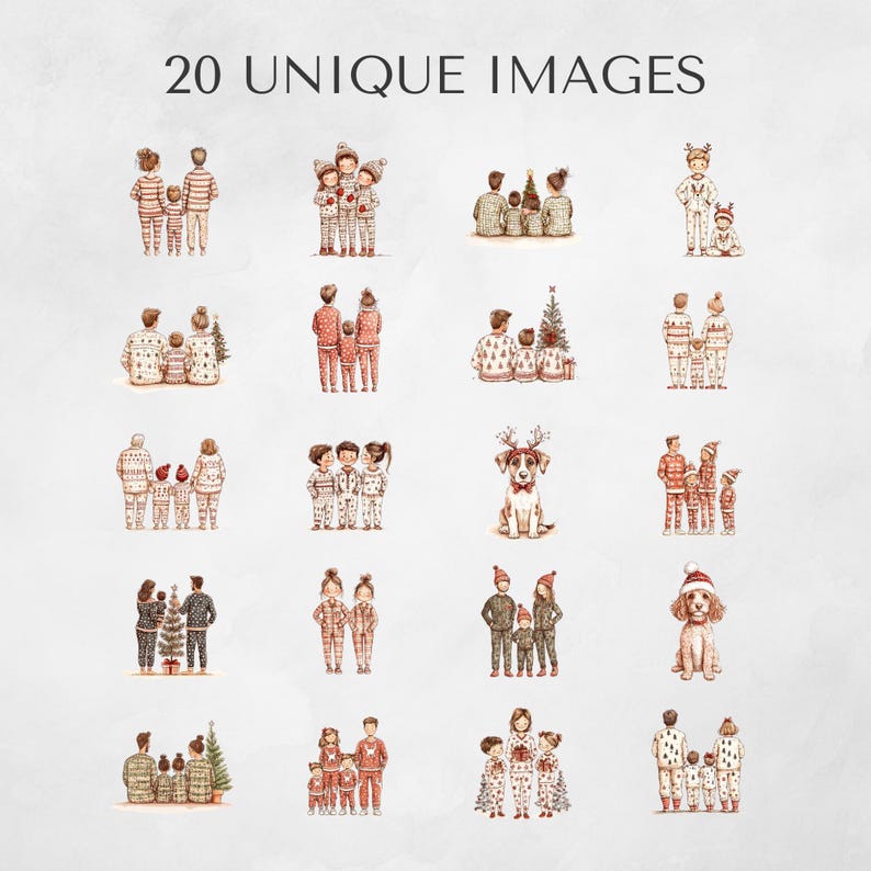 Christmas Pajamas Clipart Pack for Commercial Use, Cozy Family Pajamas ...