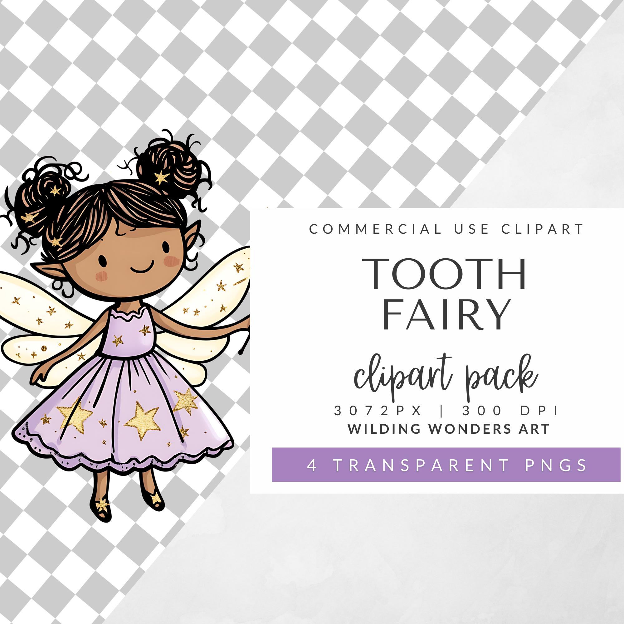 Tooth Fairy Clipart Pack for Commercial Use, Black Tooth Fairy Clip Art ...