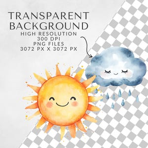 Watercolor Weather Clipart for Commercial Use, Rainbow Clouds ...
