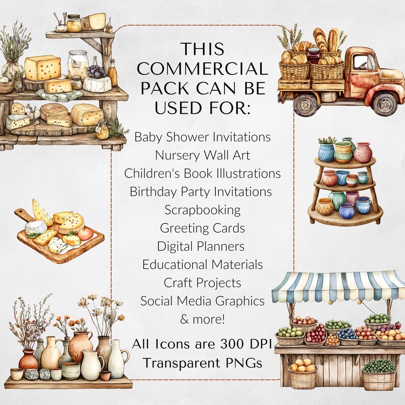 Farmers Market Clipart Pack for Commercial Use, Locally Grown ...
