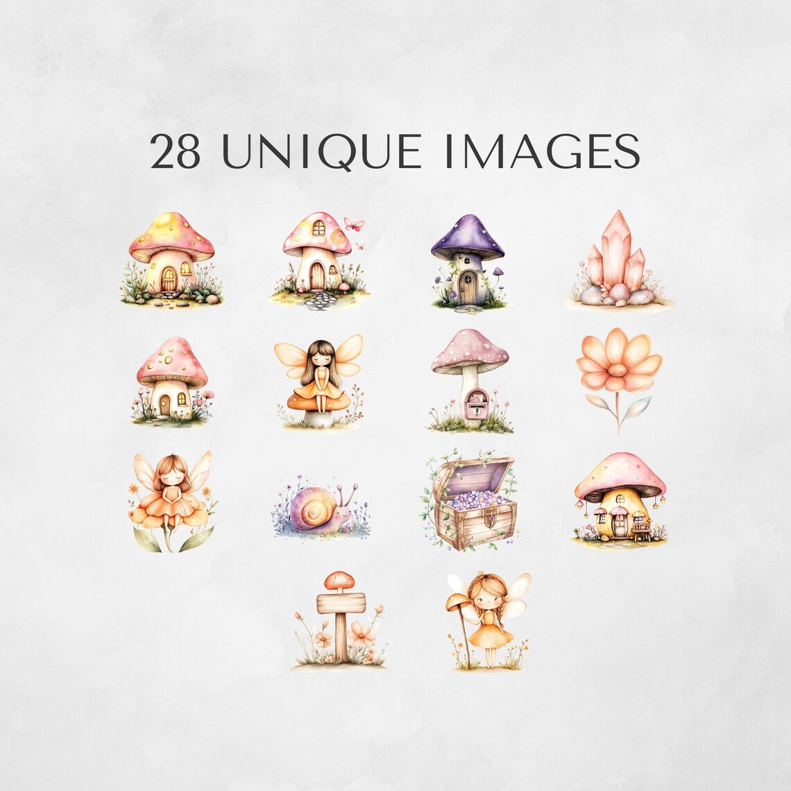 Fairy Mushroom Homes Clipart Pack for Commercial Use, Magical Fantasy ...