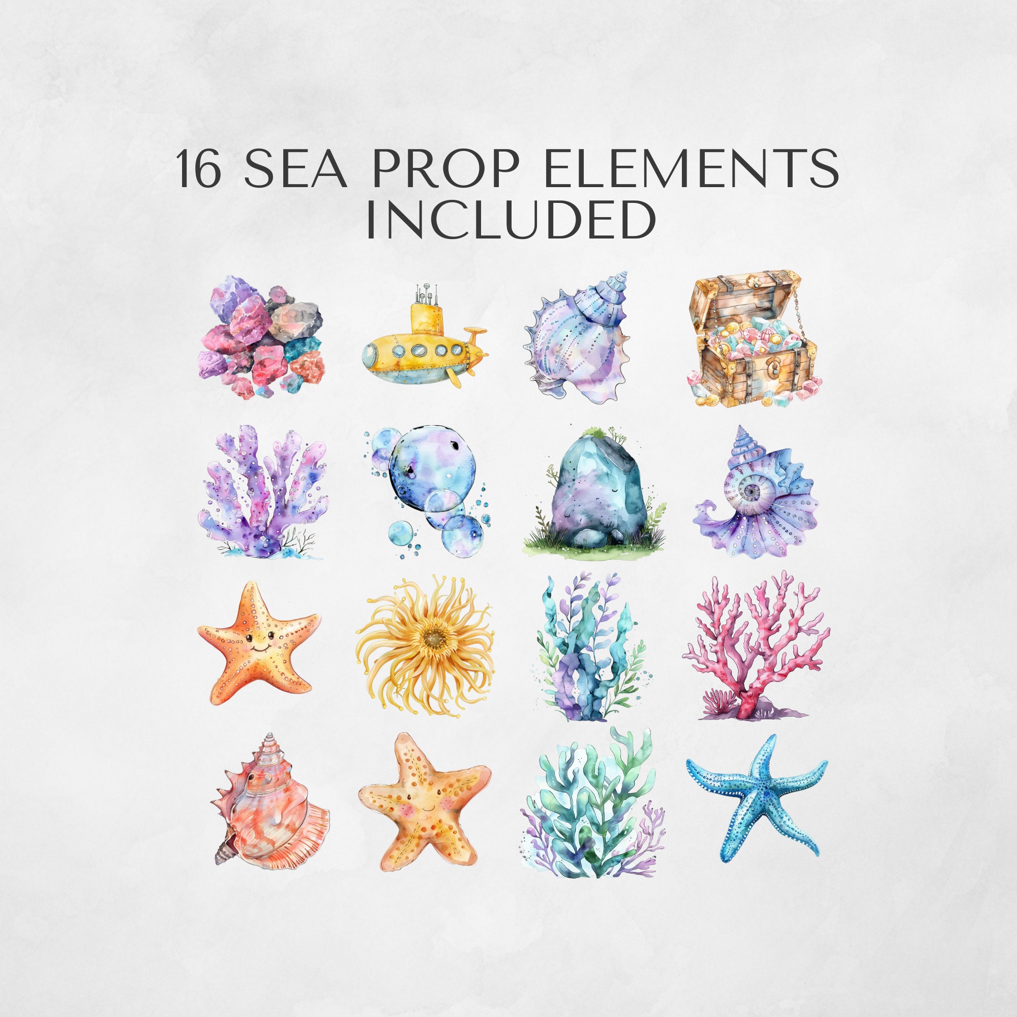 Baby Sea Creatures Clipart for Commercial Use, Sea Animals Clipart ...