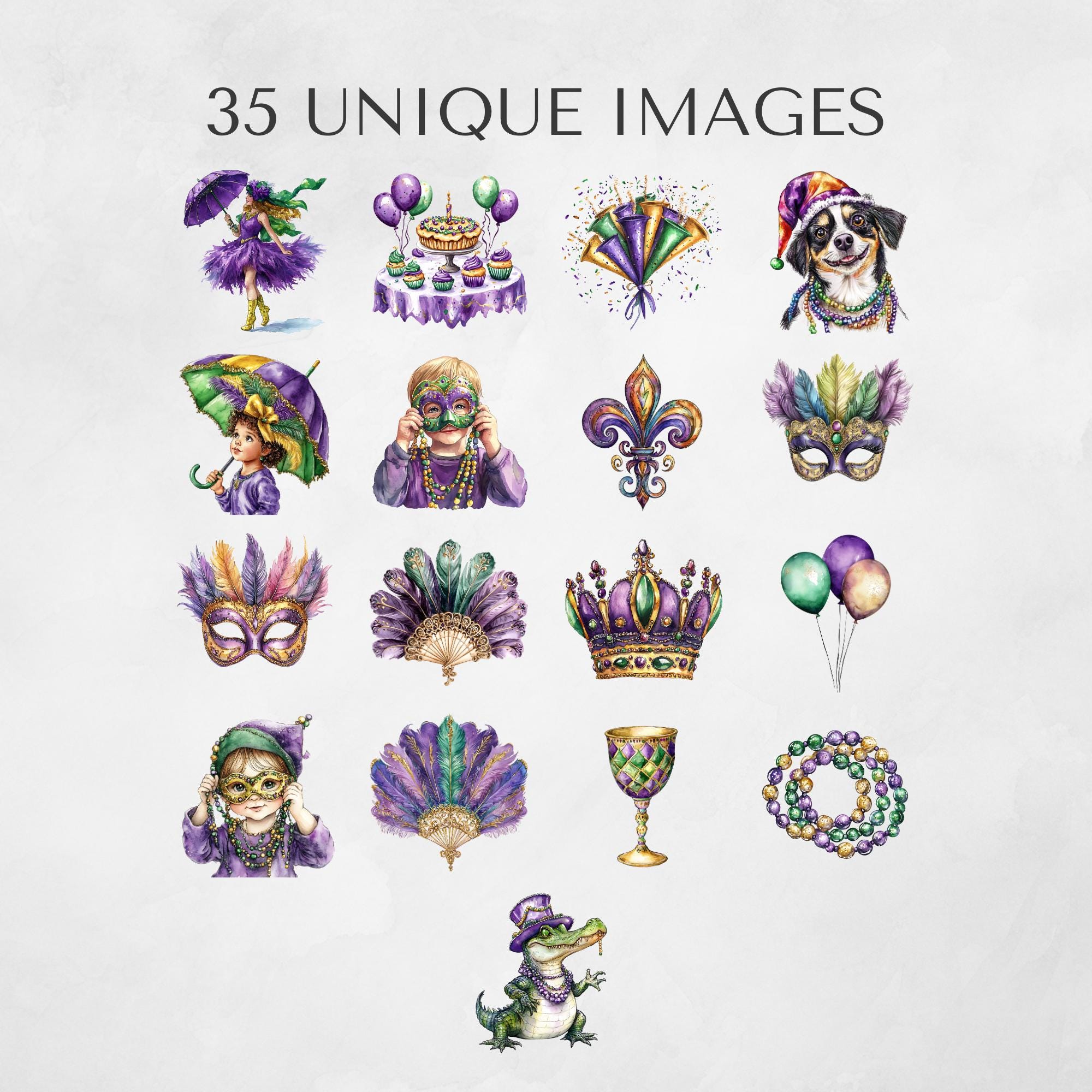 Mardi Gras Family Celebration Clipart Pack for Commercial Use, Carnival ...