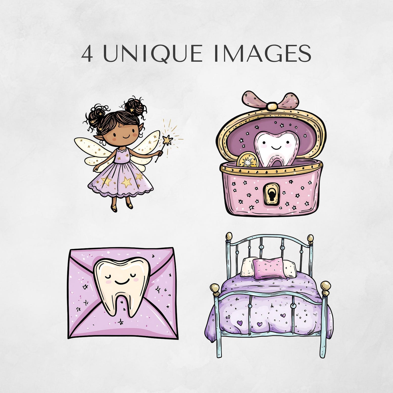 Tooth Fairy Clipart Pack for Commercial Use, Black Tooth Fairy Clip Art ...