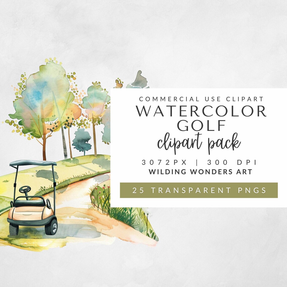 Watercolor Golf Clipart for Commercial Use, Golf Ball PNG, Golfer ...