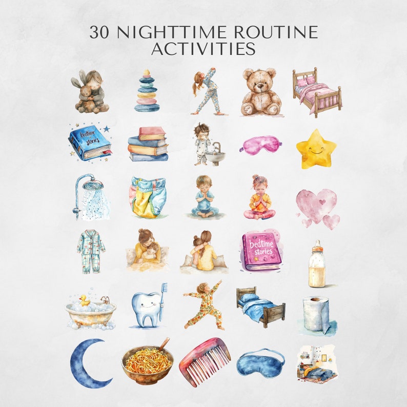 Kids Daily Routine Clipart BUNDLE for Commercial Use, Children Morning ...