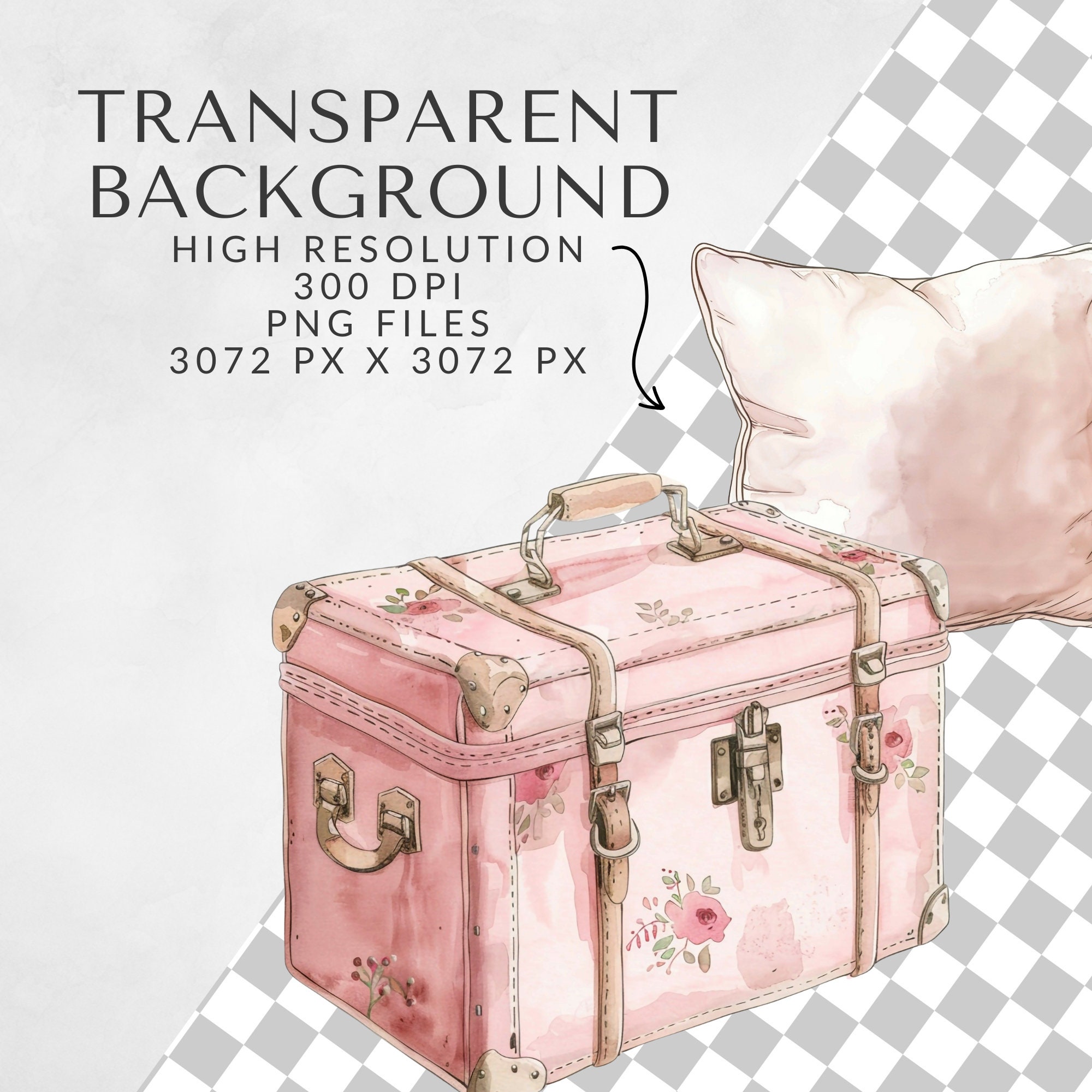 Travel Watercolor Pink Girly Clipart Pack for Commercial Use, Travel ...