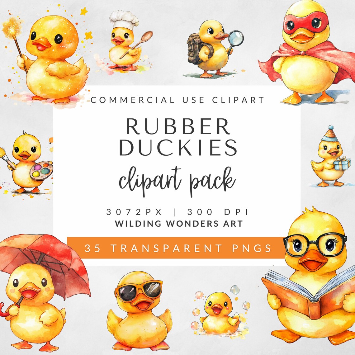Rubber Duck Watercolor Clipart for Commercial Use, Duck PNG Images for ...