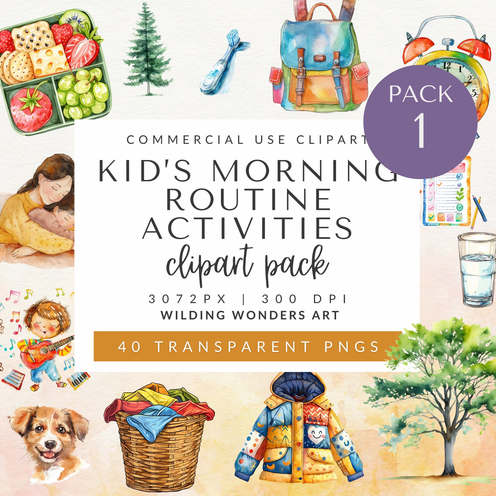 Kids Daily Routine Clipart BUNDLE for Commercial Use, Children Morning ...