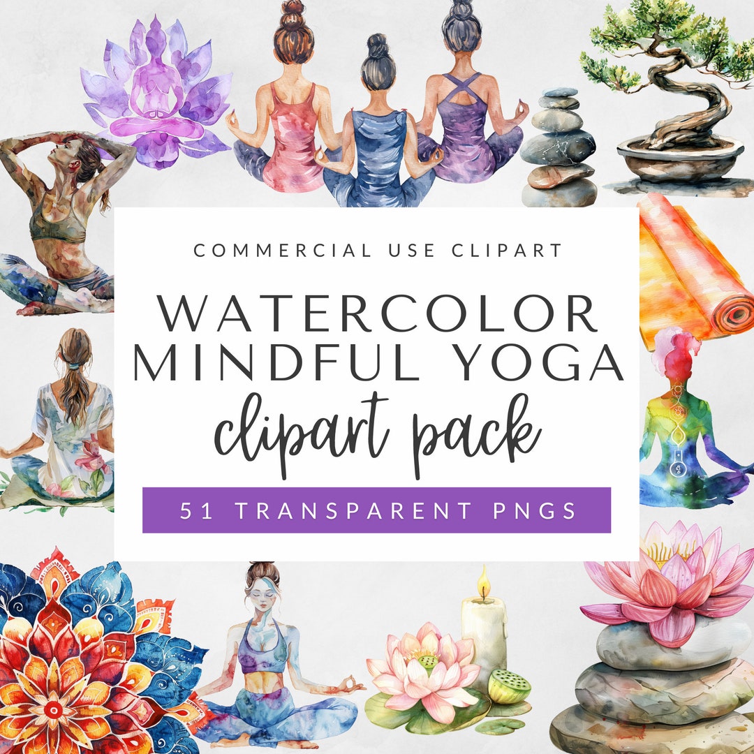 Mindful Yoga Clipart Commercial Use, Yoga Pose and Mindfulness, Inner ...