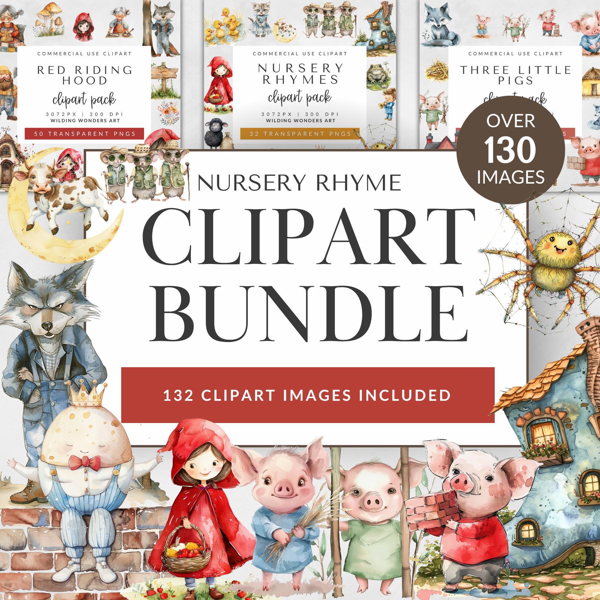 Ultimate Nursery Rhyme Clipart Bundle for Commercial Use, Watercolor ...