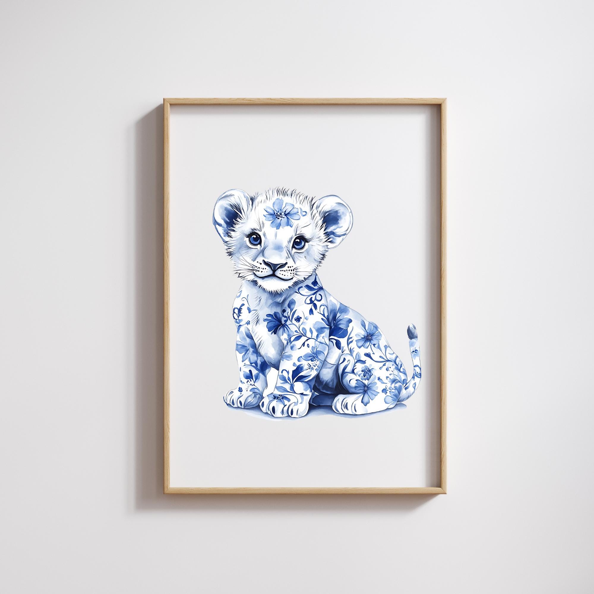 Blue Toile Safari Animals Clipart Pack for Commercial Use, Safari Toile ...