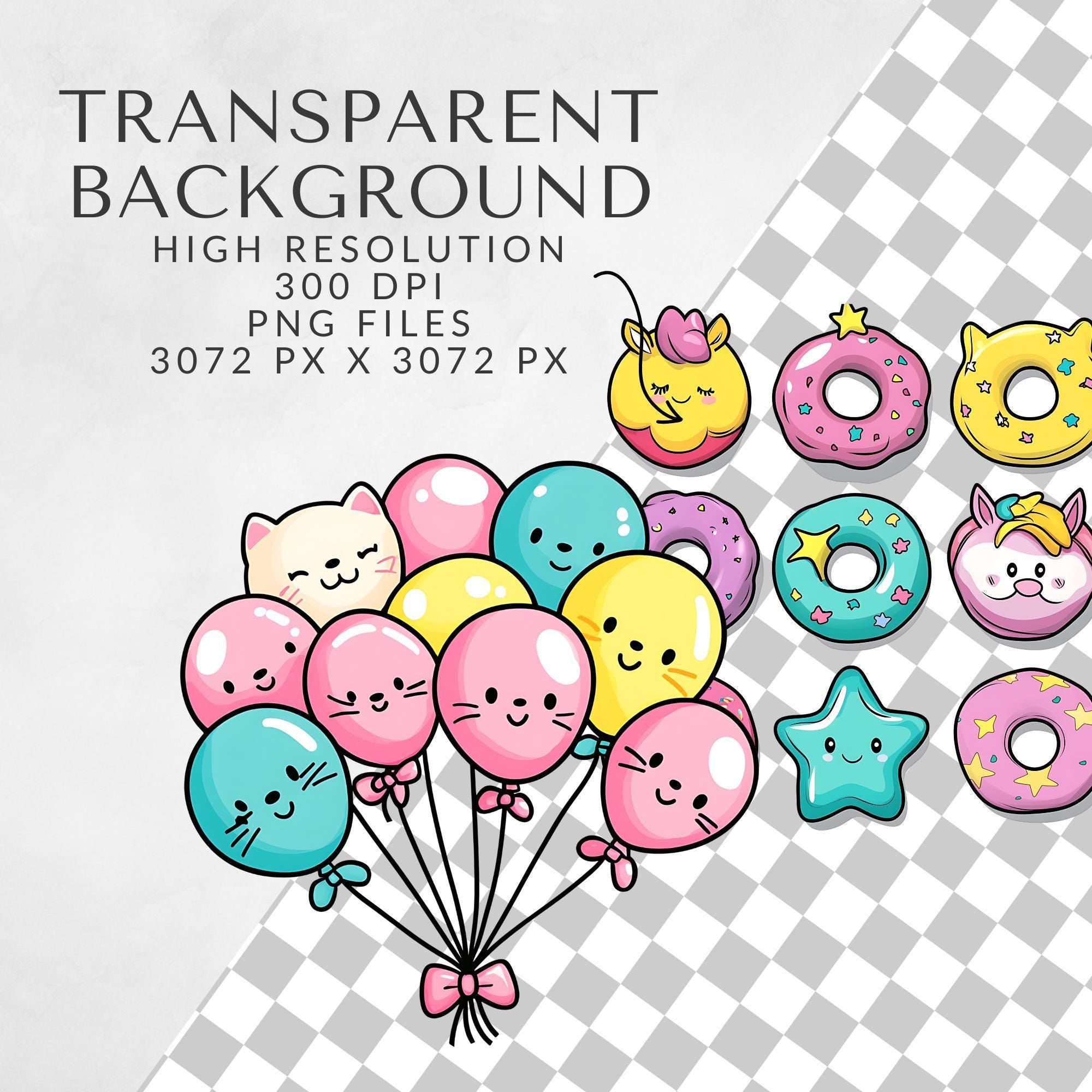 Kawaii Kitty Pool Party Clipart Pack for Commercial Use, Retro Kitty ...