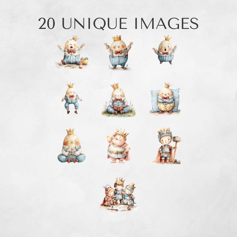 Humpty Dumpty Watercolor Clipart: Storybook Nursery Rhyme Art, Mother ...