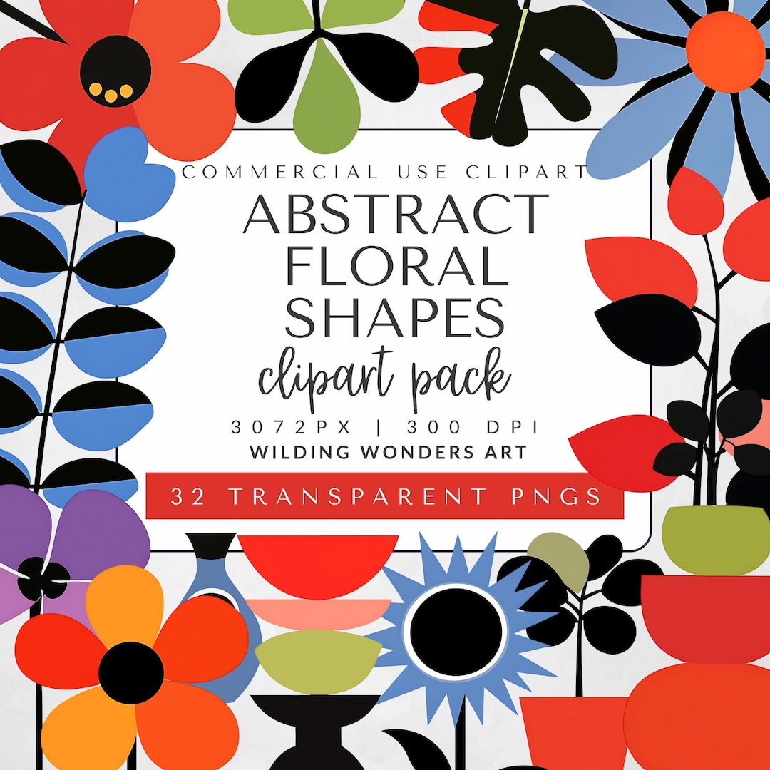 Abstract Floral Shapes Clipart Pack for Commercial Use, Floral Clipart ...