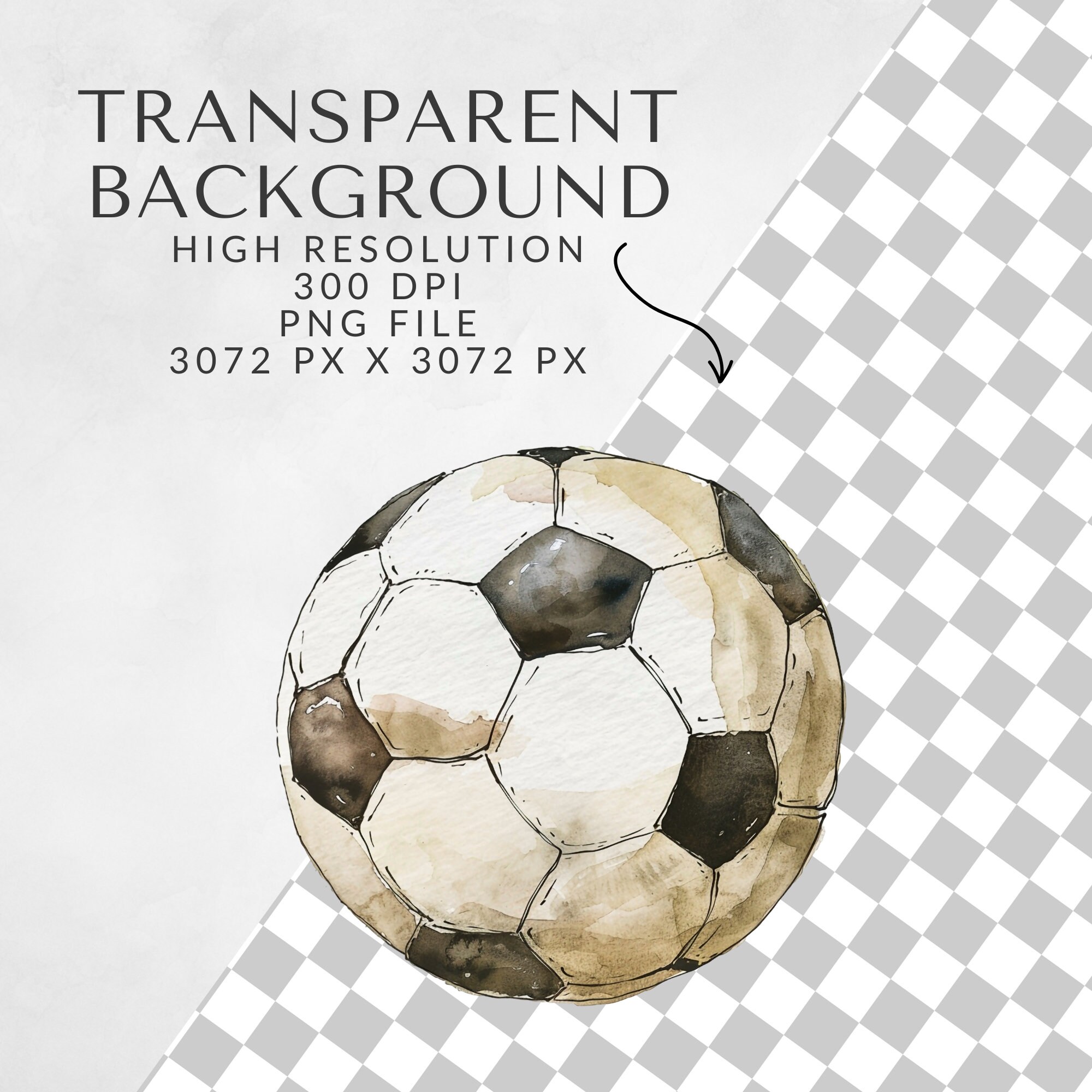 Soccer Ball Clipart for Commercial Use, Watercolor Soccer Ball, Sports ...