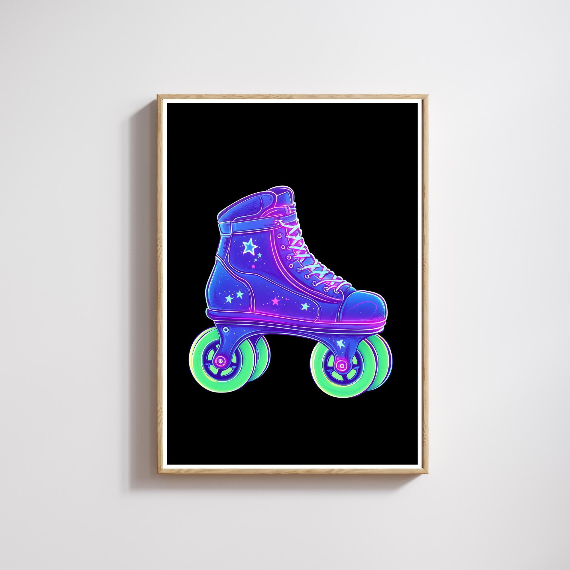Neon Roller Skate Party Clipart, Neon Roller Skates, Skater Girl Art ...