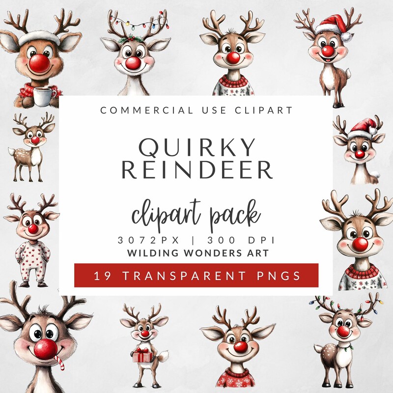 Reindeer Watercolor - Etsy