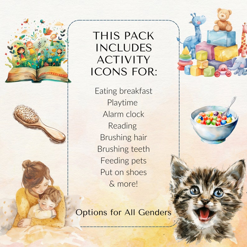 Kids Morning Routine Clipart Commercial Use, Children's Daily Activity ...