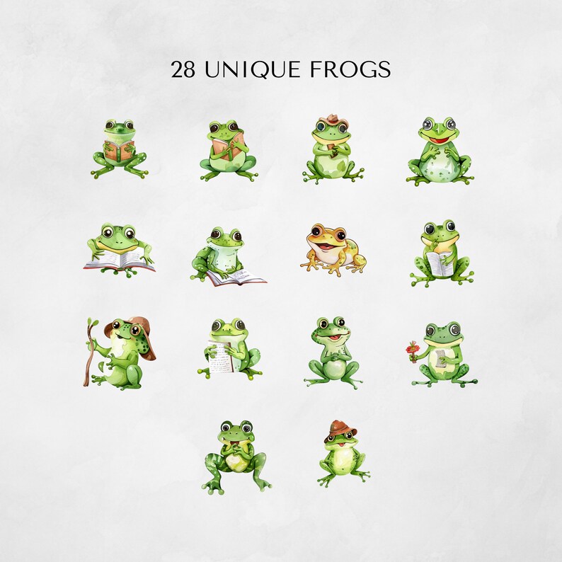 Watercolor Funny and Cute Frog Clipart for Commercial Use: Frogs ...