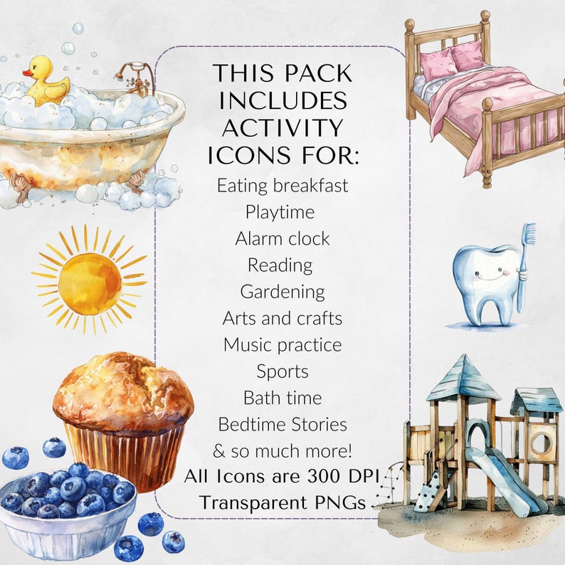 Kids Daily Routine Clipart BUNDLE for Commercial Use, Children Morning ...