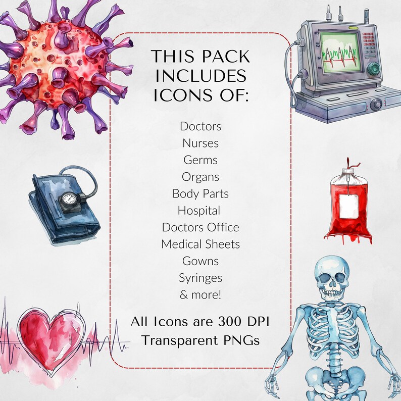 Medical Doctor Clipart for Commercial Use, Watercolor Images, Hospital ...