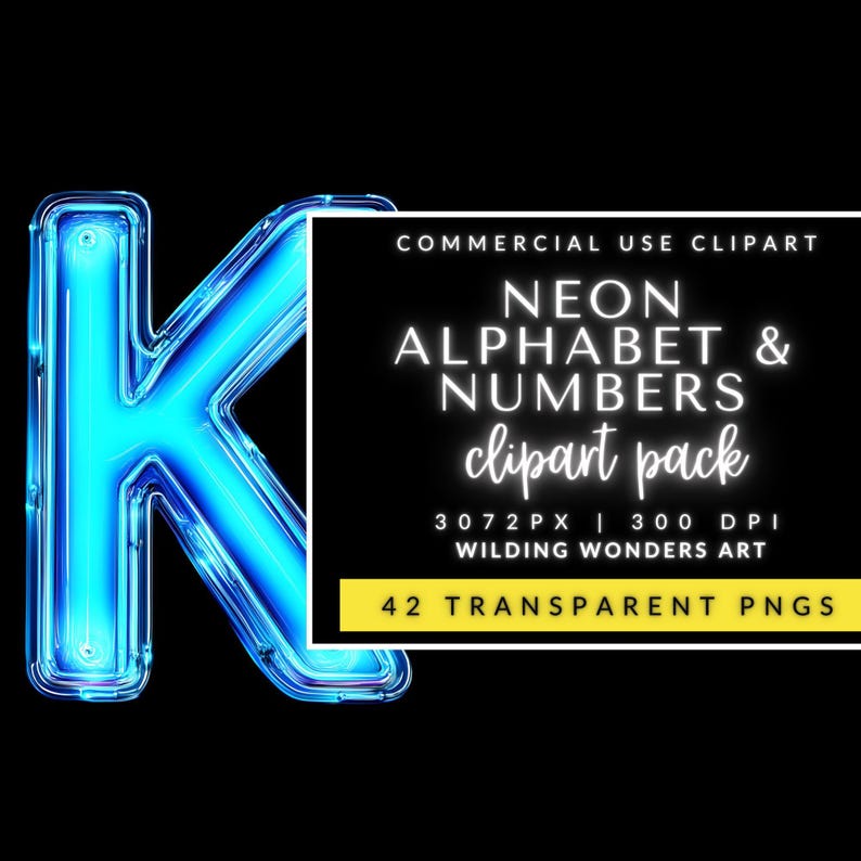 Neon Alphabet and Numbers Clipart for Commercial Use, Bulletin Board ...