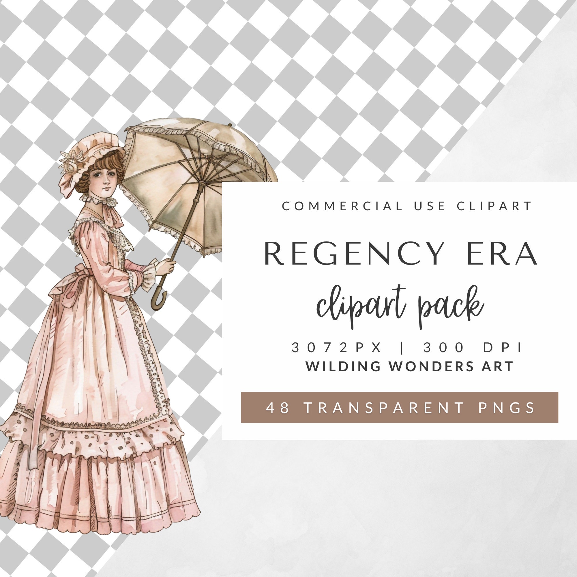 Regency Era Clipart for Commercial Use, Watercolor Victorian Clipart ...