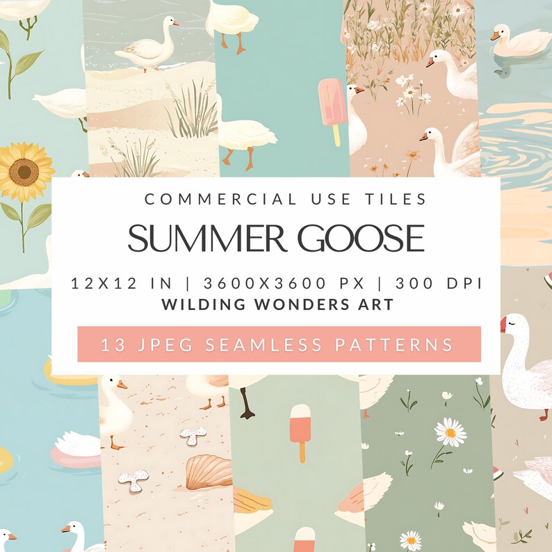 Summer Goose Seamless Pattern Backgrounds, Silly Goose, Coquette ...