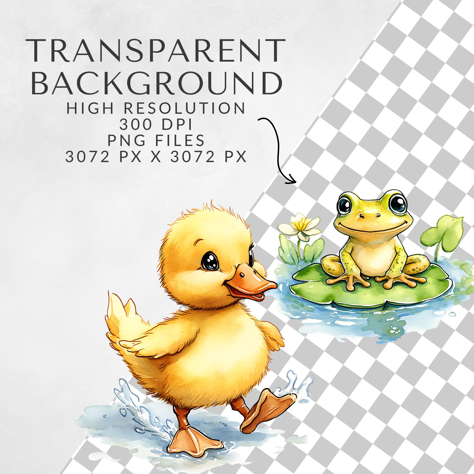 Duck in Puddle Clipart for Commercial Use, Baby Shower Clipart, Cute ...