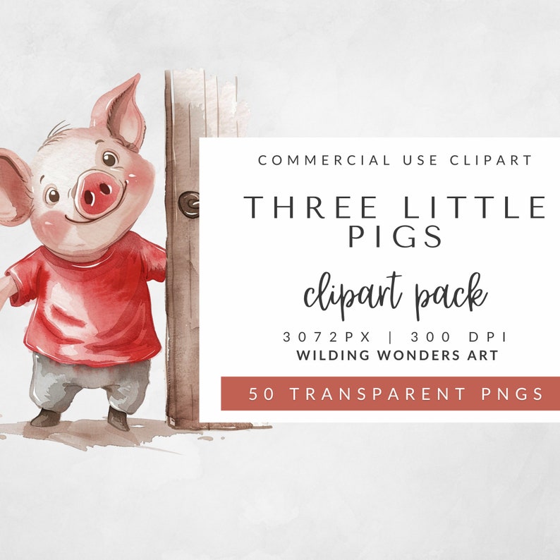 Three Little Pigs Clipart Pack Commercial Use, Nursery Rhymes, Children ...