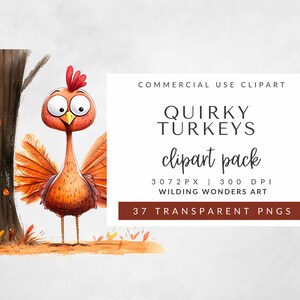 Quirky Turkeys Clipart Pack for Commercial Use, Thanksgiving Turkey ...