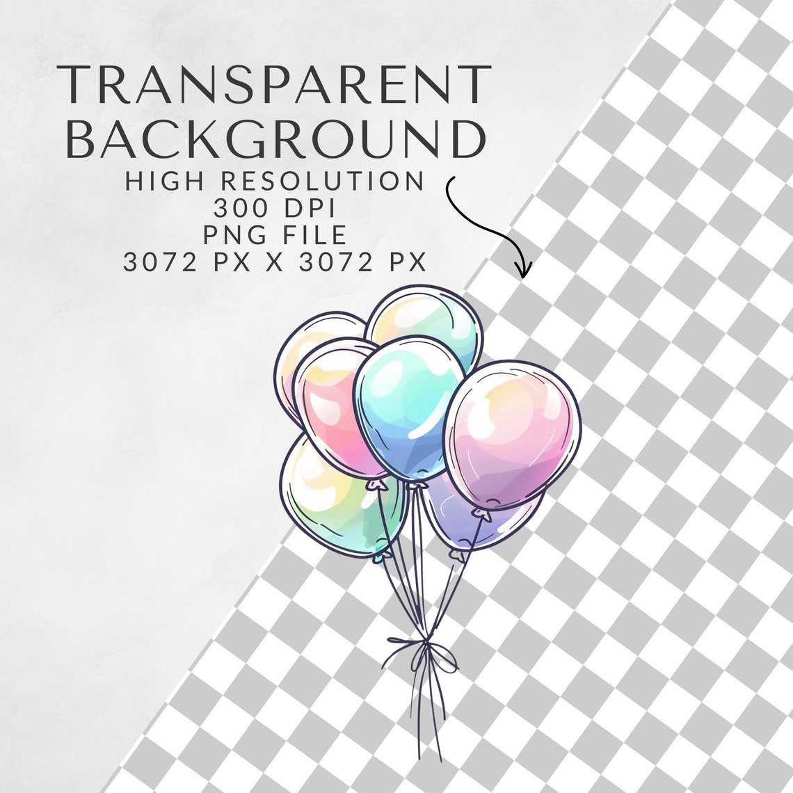 Rainbow Balloon Clipart for Commercial Use, Birthday Party Clipart ...