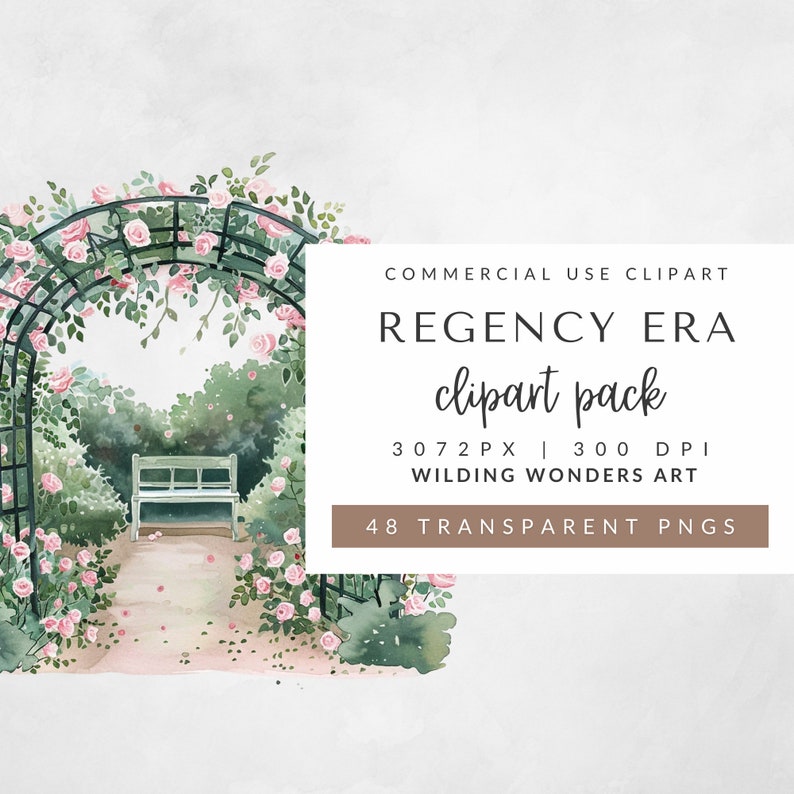 Regency Era Clipart for Commercial Use, Watercolor Victorian Clipart ...