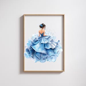 Watercolor Blue Princess Dress Clipart for Commercial Use, Watercolor ...