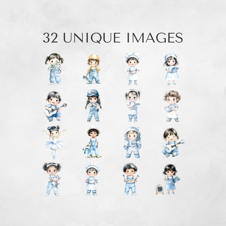 Kids in Careers Clipart for Commercial Use, Profession Clipart, Girl ...