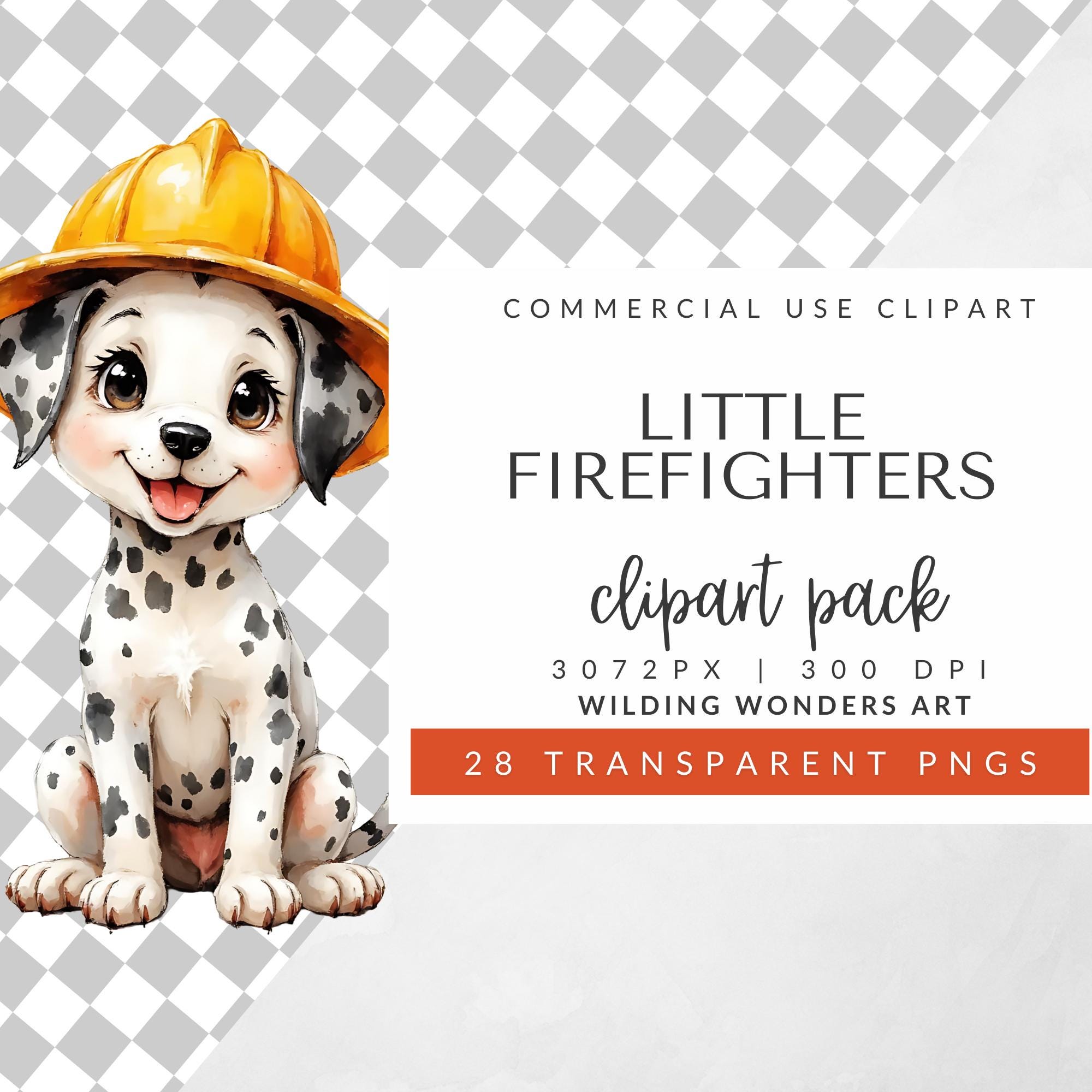 Little Firefighters Clipart Pack for Commercial Use, Fire Truck Nursery ...