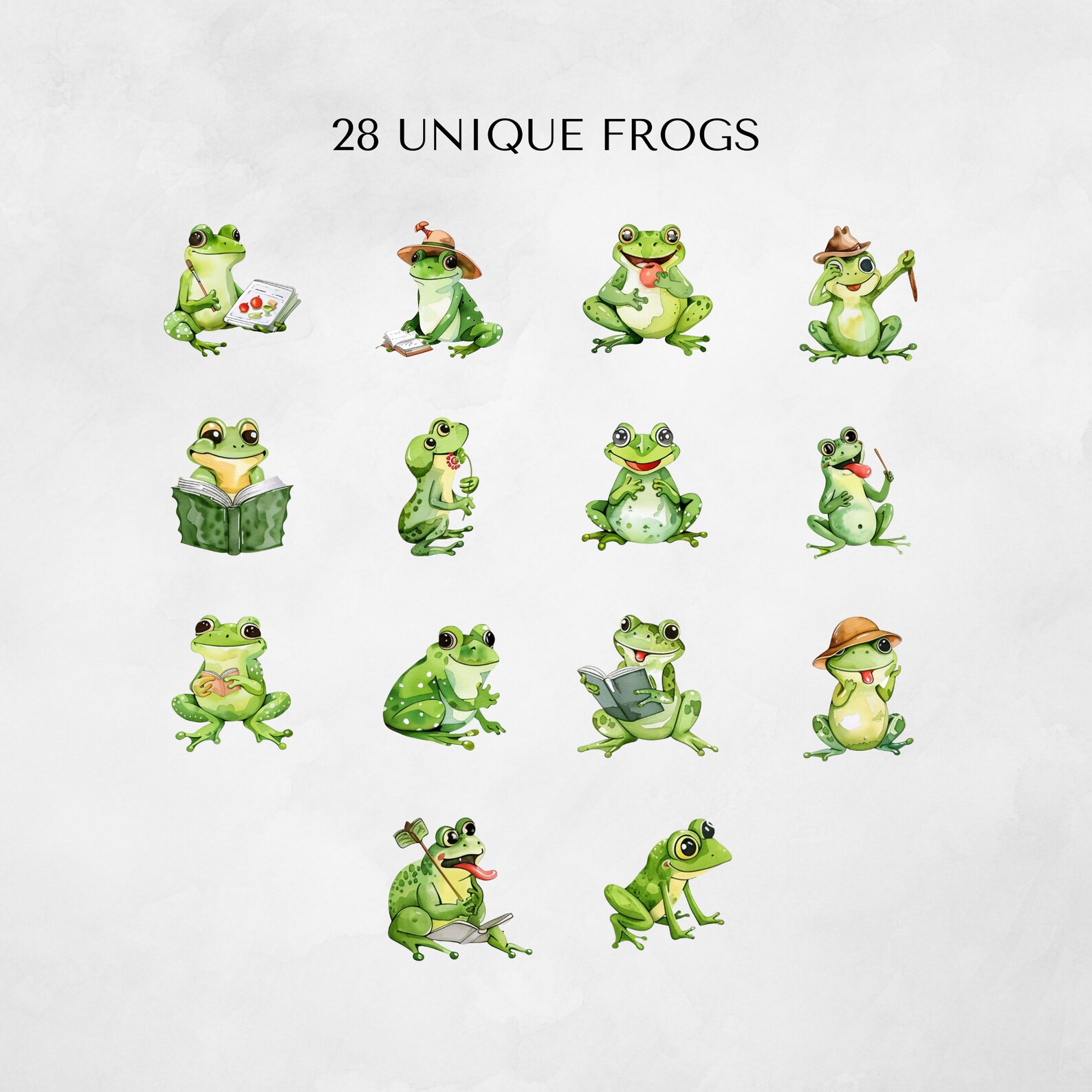 Watercolor Funny and Cute Frog Clipart for Commercial Use: Frogs ...