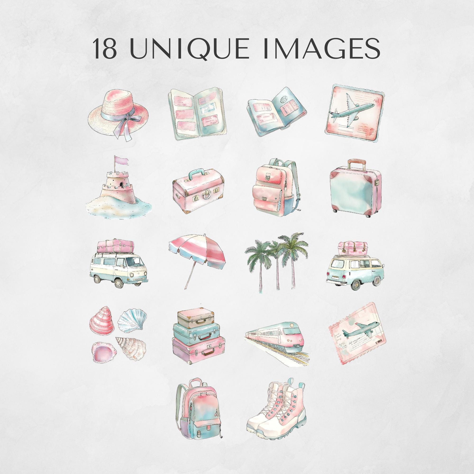 Pink Plane Ticket Clipart Pack for Commercial Use, Travel Clip Art ...