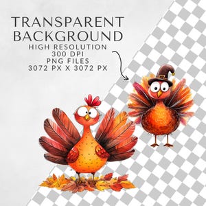Quirky Turkeys Clipart Pack for Commercial Use, Thanksgiving Turkey ...