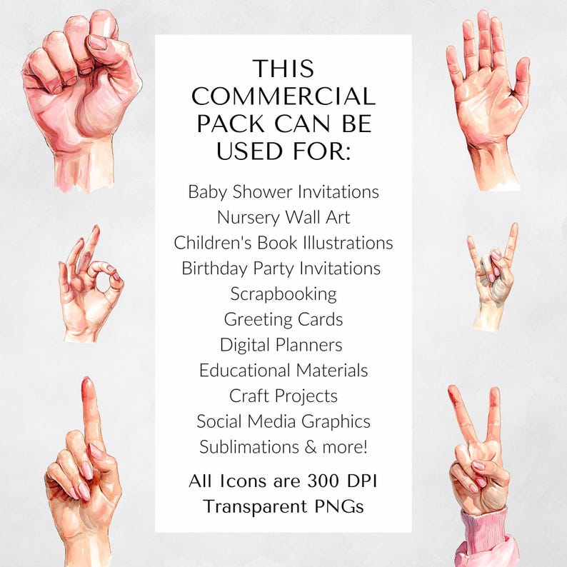 Hand Gestures Clipart Pack for Commercial Use, Peace Sign, Peace Out ...