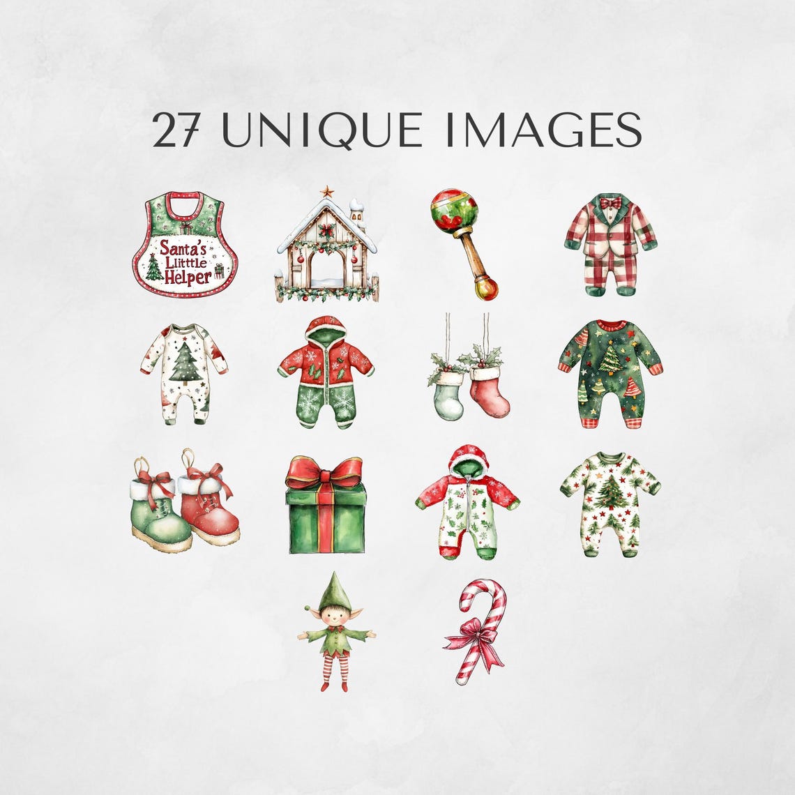 Baby Boy Christmas Clothes Clipart for Commercial Use: Watercolor ...