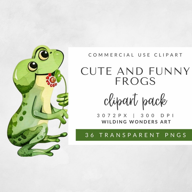 Watercolor Funny and Cute Frog Clipart for Commercial Use: Frogs ...