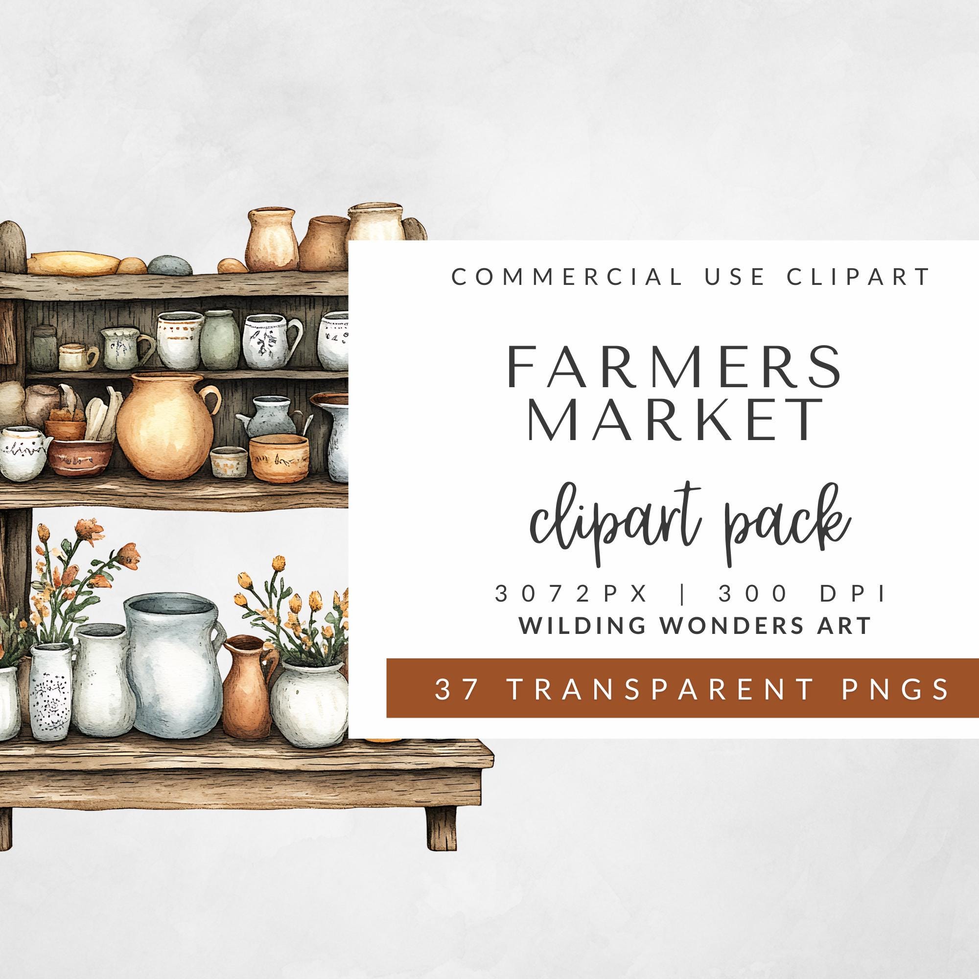 Farmers Market Clipart Pack for Commercial Use, Locally Grown ...