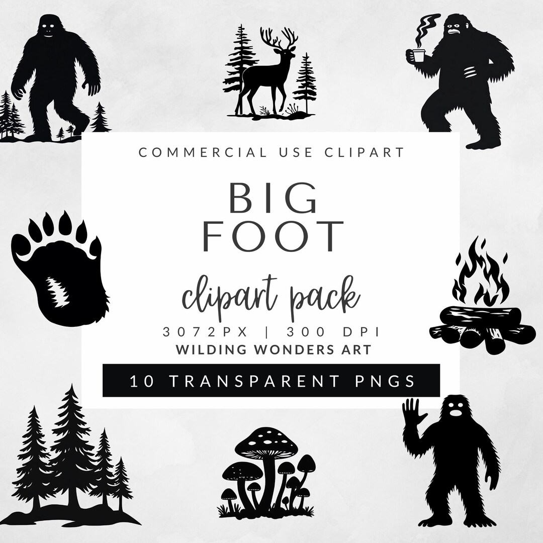 Bigfoot Clipart Pack for Commercial Use, Sasquatch Png, Bigfoot ...