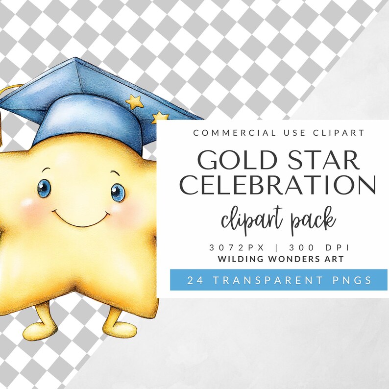 Gold Star Celebration Clipart Pack for Commercial Use, Cute Star PNG ...