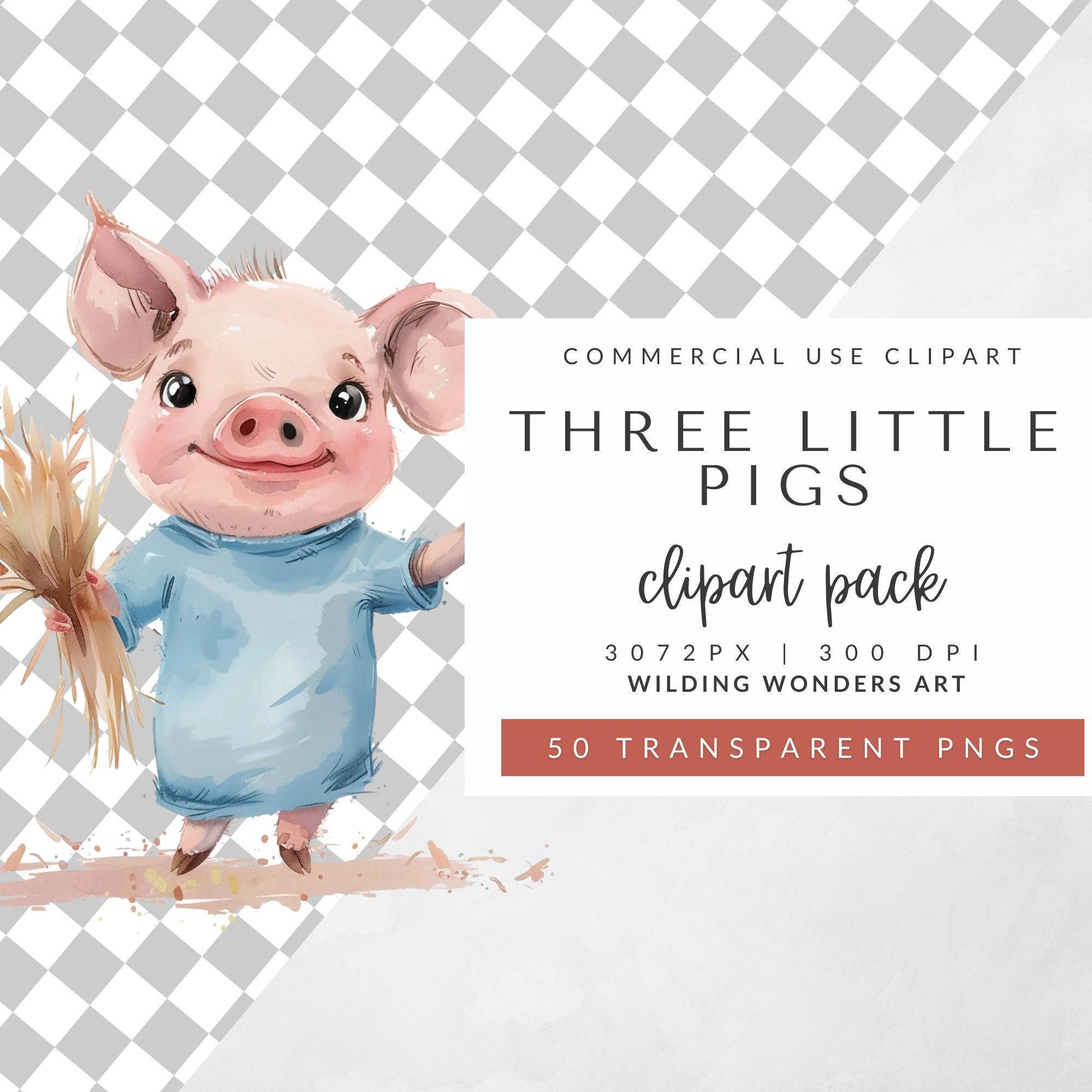 Three Little Pigs Clipart Pack Commercial Use, Nursery Rhymes, Children ...