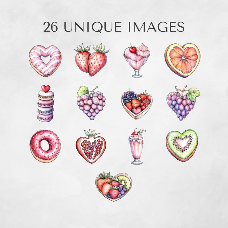 Heart Fruit Clipart Pack for Commercial Use, Valentine Clipart ...