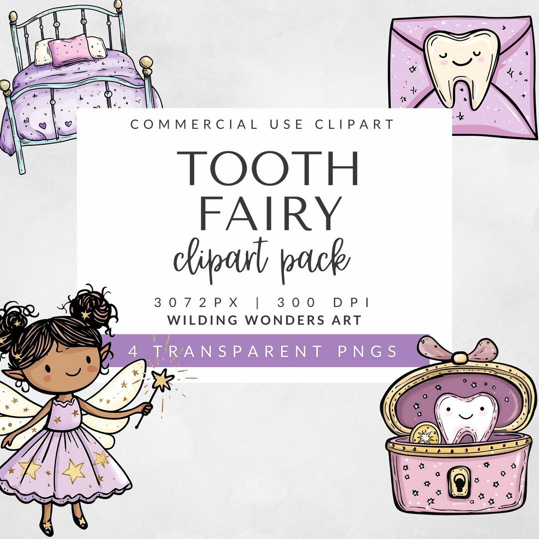 Tooth Fairy Clipart Pack for Commercial Use, Black Tooth Fairy Clip Art ...